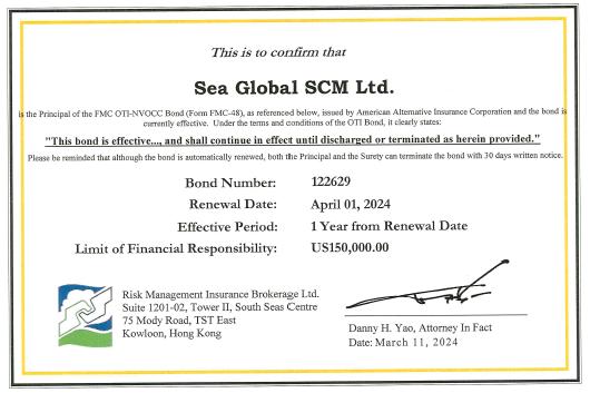 FMC OTI-NVOCC - Sea Global (USA) LLC