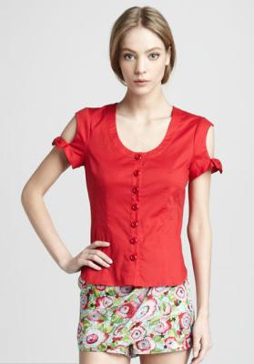 China Red Short Sleeve Tight Ladies Fashion Tops And Blouses For Summer , Spring , Autumn for sale