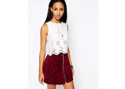 China Casual Womens Tops And Blouses Round Neckline with Scallop Hem for sale