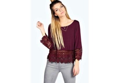 China Summer Long Sleeve Blouse Crochet Trim Swing Womens Tops for sale