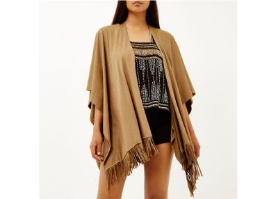 China Ladies Fashion Brown Faux Suede Coats Lavish Tassel Fringing for sale