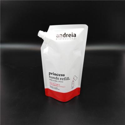 China made in China 400ml with nozzle stand up packaging bag for fingernail protection cream/Remove nail polish storage bag for sale