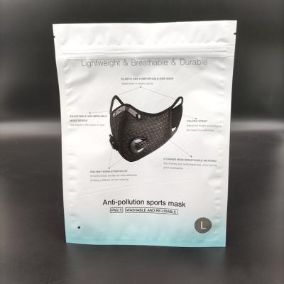 China made in China with Zipper reusable sports mask plastic bag /Reusable mask PET bag of zipper seal for sale