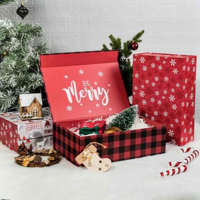 Custom Printing Luxury Rigid Folding Black Paper Packaging Magnet Closure Lid Cardboard Foldable Magnetic Gift Box with Logo