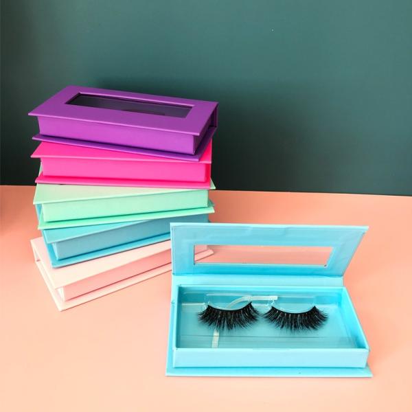 Quality Wholesale Colorful Foldable Magnetic Eyelash Boxes With Transparent Window For for sale