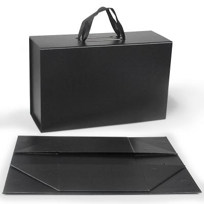 China Foldable Magnetic Gift Box With Handle For Clothing And Shoes Rigid Square Packaging Box for sale