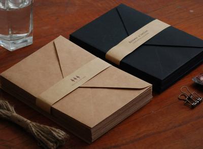 China Custom A6 Kraft Paper Envelopes Black White Artistic Pouches For Postcards Photos Invitations Business Cards Gift Bag for sale