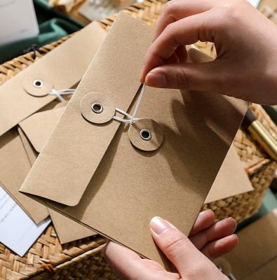 Cina Busta per documenti con cordoncino in carta Kraft Premium, cartella spessa vintage per fatture, carte, cancelleria, sacchetto di carta per riporre oggetti in vendita