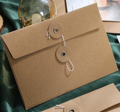 Cina Busta per documenti con cordoncino in carta Kraft Premium, cartella spessa vintage per fatture, carte, cancelleria, sacchetto di carta per riporre oggetti in vendita