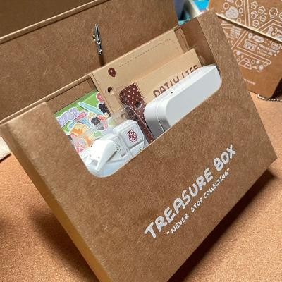 China Custom Kraft Paper Storage Box Desk Organizer For Stationery Journaling Supplies Small Items for sale