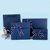 China Blue Gift Box Rectangular Bow Gift Box World Cover Packaging High-End Gift Box for sale