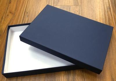 China Custom Navy Blue Clothing Gift Box Large Rectangle Box For Shawl Pajamas Shirt for sale