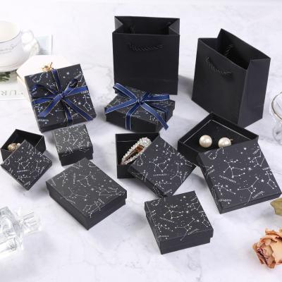 China Elegant Black Constellation Jewelry Gift Box Hot Stamped Zodiac Design for Rings Earrings Necklaces for sale
