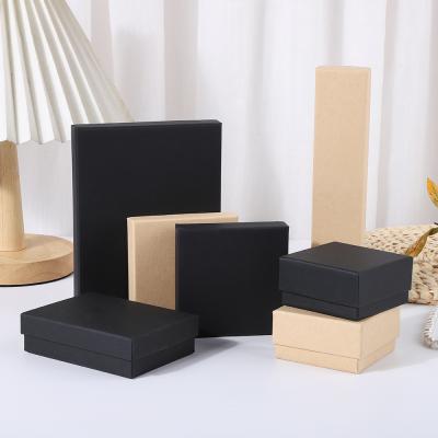 China Kraft Paper Storage Box With Lid And Top And Bottom Jewelry Packaging Box Necklace Ring Earring Jewelry Box for sale