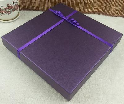 China Custom Large Square Gift Box Purple Rigid Packaging For T Shirts Albums A4 Books Frames for sale