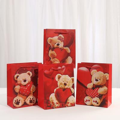 China Party Gift Bag Printed Candy Packaging Bag Kraft Paper Shopping Bag Paper Bag Bear Handbag for sale