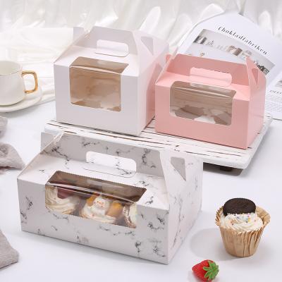 China Portable Cupcake Folding Packaging Box Dessert Packaging Box Muffin Box Transparent Egg Tart Box for sale