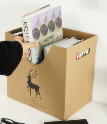 China Heavy Duty Kraft Paper Storage Box Multi-Purpose Organizer For Books Files Office Use for sale