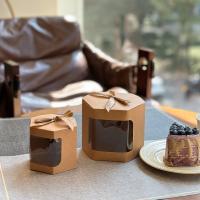 China Custom Hexagonal Kraft Paper Gift Box with Window Display for sale