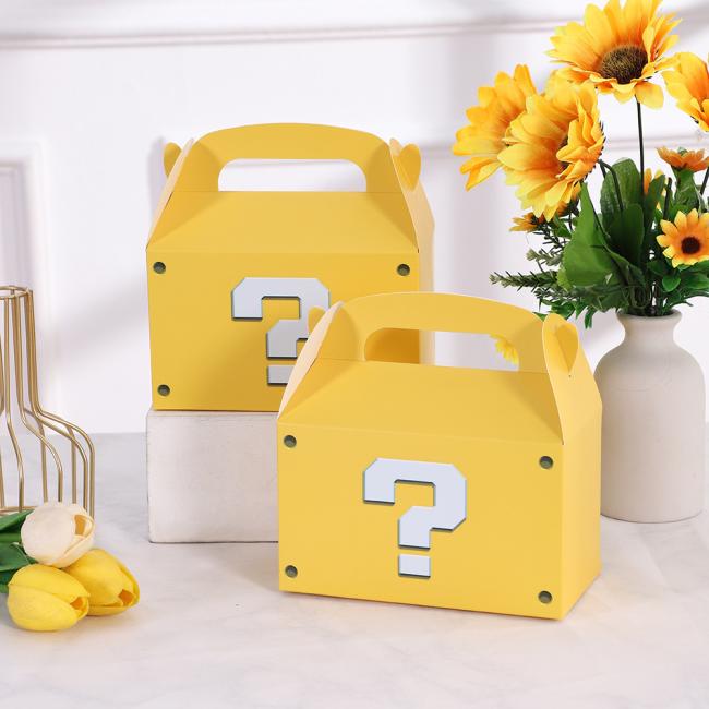 Yellow question mark patterned paper box