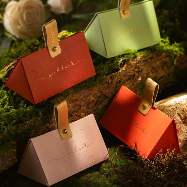 Quality Luxury House Shaped Wedding Favor Box with Leather Handle for sale