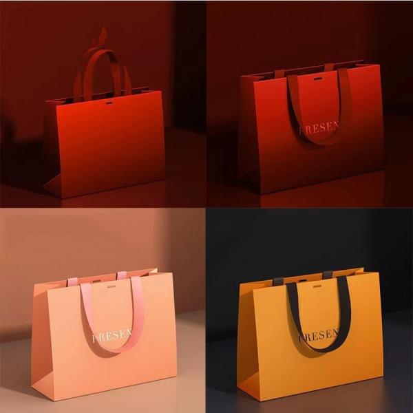 Quality Custom Printed Kraft Paper Tote Bag for Clothing and Cosmetics for sale
