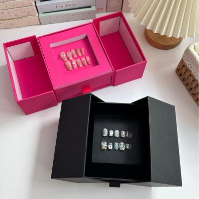 China Custom Logo Double Drawer Nail Art Box - Premium Display Case for sale