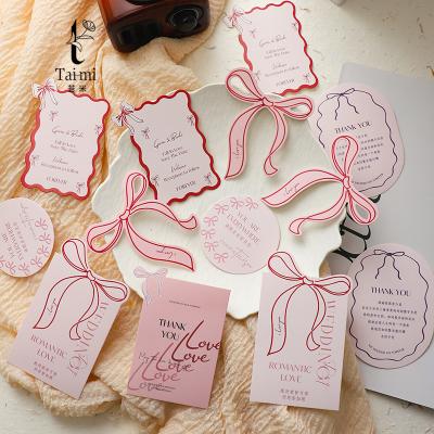 중국 로맨틱한 사랑 카드 세트 파스텔 분홍색 리본 선물 태그 결혼식 꽃꽃차례 장식 판매용