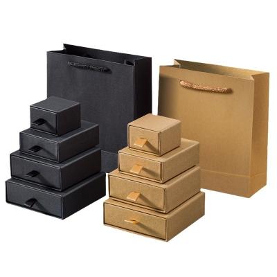 China Kraft Paper Jewelry Boxes Packaging For Rings Necklaces Earrings Bracelets for sale