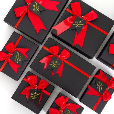 China Black Gift Box With Lid For Gift Packaging Valentine'S Day Birthday Gift Box for sale