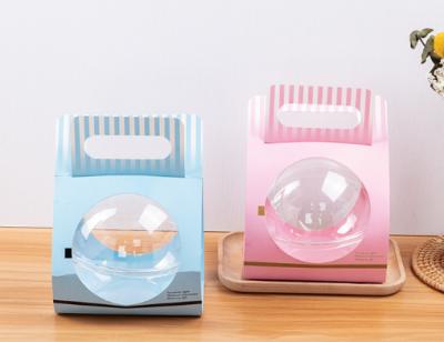 China Sweet Delights 700ml Mousse Ball Containers Dual Color PET Dessert For Fruit Salads Cakes for sale