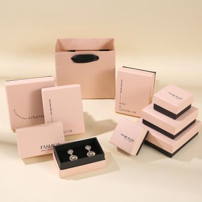 China Pink Bracelet Drawer Box Necklace Ring Pull-out Box Ring Storage Box Jewelry Packaging Box Logo Printed for sale