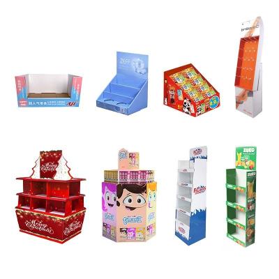 China Customized Paper Shelves Floor Display Racks Stacking Box Beverage Floor-Standing Paper Shelves for sale