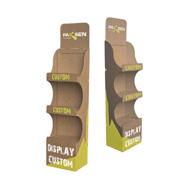 Custom paper display stand in retail setting