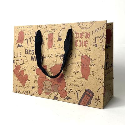 중국 만화 크래프트 종이 가방 핸드백 선물 포장 가방 의류 상점 쇼핑 가방 어린이 선물 종이 가방 판매용