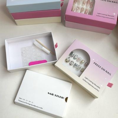 China Custom Transparent Window Nail Display Gift Box High End Printed Jewelry Paper Box for Press Nails for sale