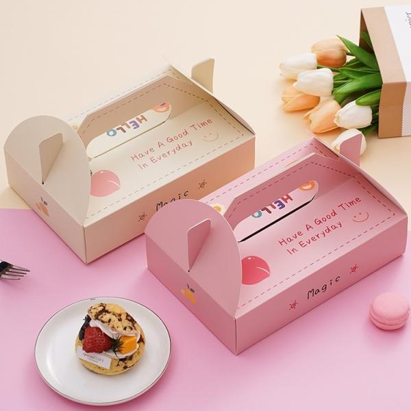 Quality Dessert Packaging Box Cardboard Portable Packaging Box Biscuit Cake Packaging Box for sale