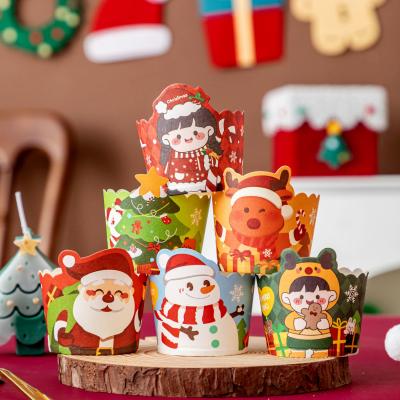 China Christmas Cupcake Wrappers Santa Snowman Reindeer Food Safe Baking Cups Festive Holiday Party Dessert Decor for sale