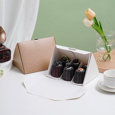 Cina Set di scatole triangolari per torte Kraft Premium Marrone Bianco per alimenti Imballaggio Eco-compatibile da asporto in vendita