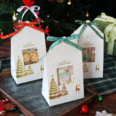 Cina Confezione regalo natalizia per vetrina con albero dorato e renne, per biscotti e torrone, con finestra in vendita