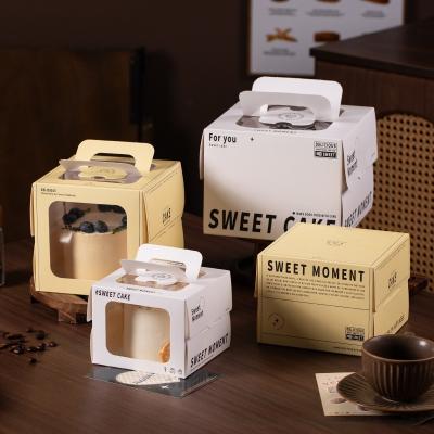 China Cake Box 4 Inch Premium Dessert Packaging Reinforced Hand Carry Design Transparent View Window for sale