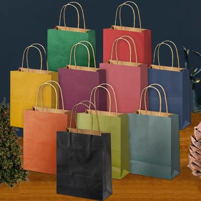 China Solid Color Kraft Paper Tote Bag Baking Takeaway Packaging Bag Customized Logo Clothing Packaging Paper Bag for sale