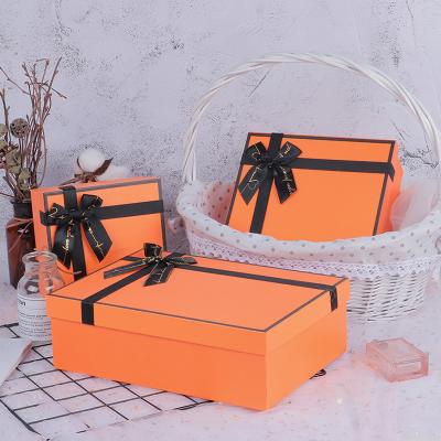 China Orange Bow Gift Box Packaging Box Lipstick Bag Wedding Gift Box Gift Creative Gift Box for sale