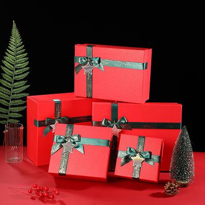 China Red Lid Packaging Box With Black Bow Gift Packaging Box Fixed Paper Box Gift Box Wholesale for sale