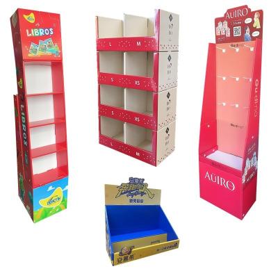 China Custom Corrugated Cardboard Display Racks For Supermarket Promotional Paper Shelves for sale
