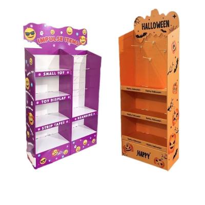 China Supermarket Paper Shelf Hook Floor Display Rack Cosmetics Paper Display Rack Snacks Toy Display Rack for sale