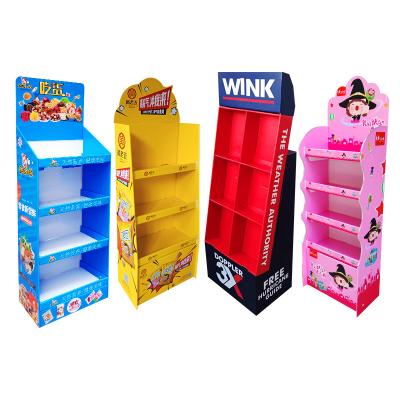 China Supermarket Paper Shelf Hook Floor Display Rack Cosmetics Paper Display Rack Snacks Toy Display Rack for sale