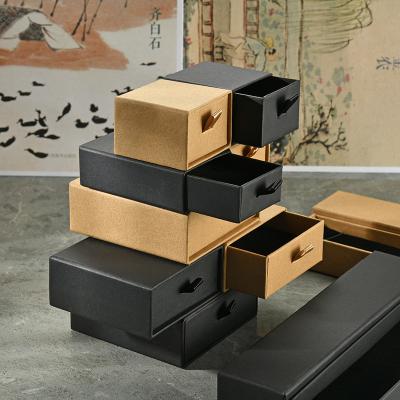 China Drawer-Type Jewelry Box Ring Necklace Box Kraft Paper Earring Bracelet Packaging Box Jewelry Box for sale