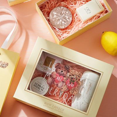 China Bear Gift Box Set Cute Cartoon Window Packaging Transparent Peek Through Design Birthday Celebration Gift Solution for sale