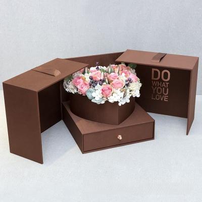 China Magic Cube Flower Box Double Door Drawer Surprise Design Luxury Packaging Valentines Day Birthday Gift Solution for sale
